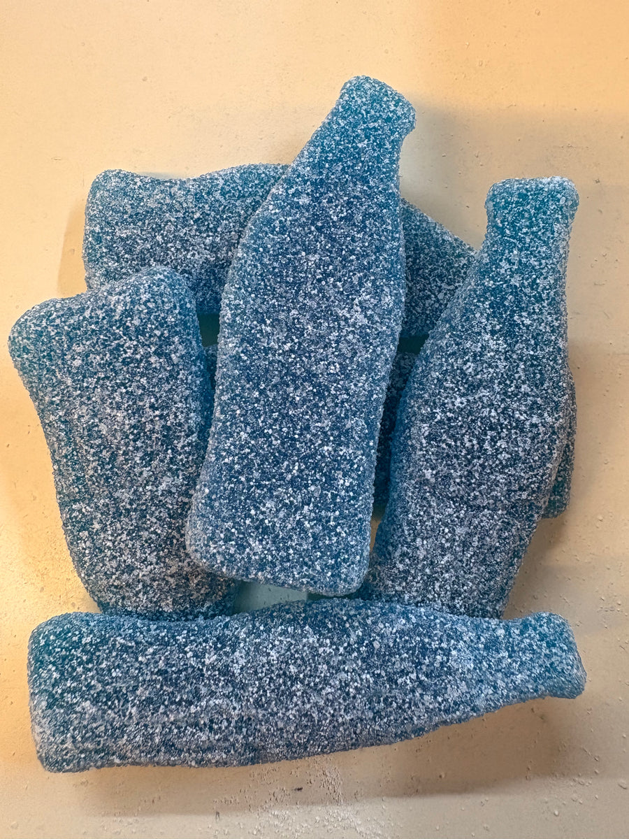Giant fizzy blue bottles – Bon Bon Peterhead